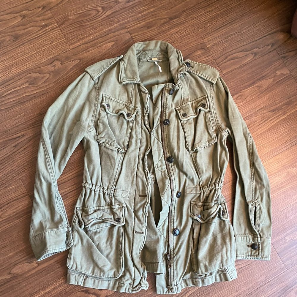 Free People Hunter Green Army Utility Jacket With But… - Gem